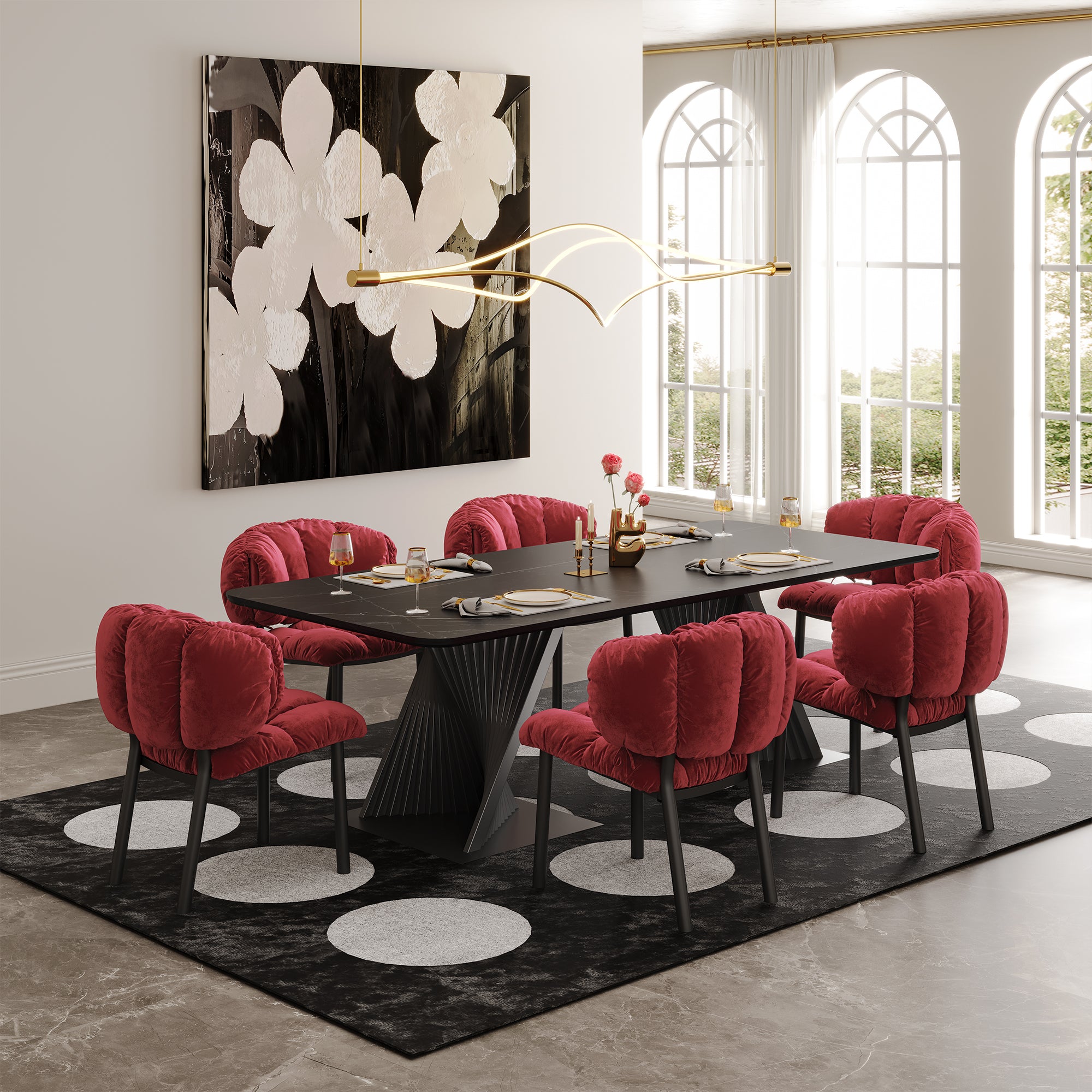 Eureka ERGONOMIC Vintage Velvet Dining Chair 1 PC 26.77 D x 29.13 W x 32.68 H Red