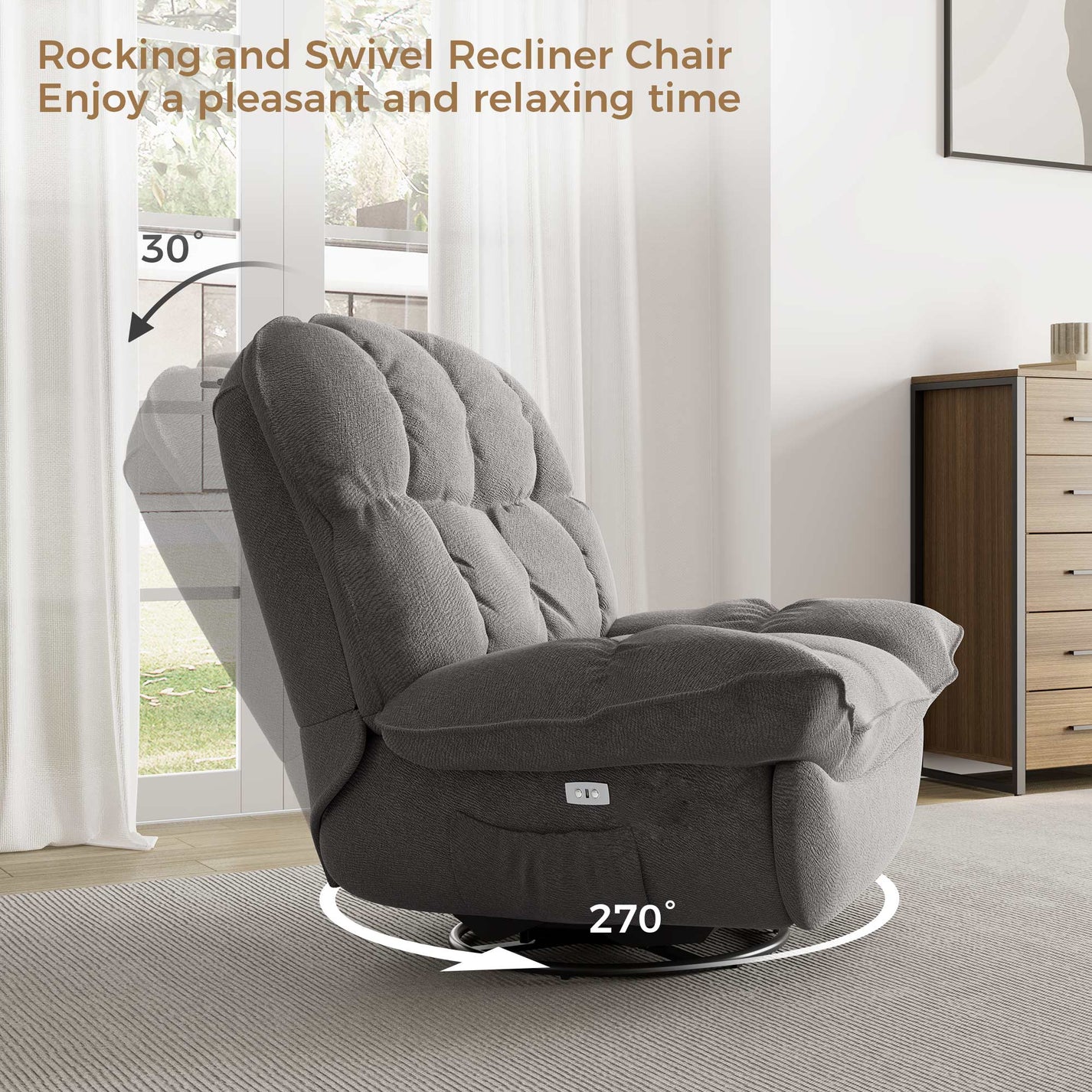 Power Swivel Rocking Recliner Chair with Storage Bag|Eureka Ergonomic