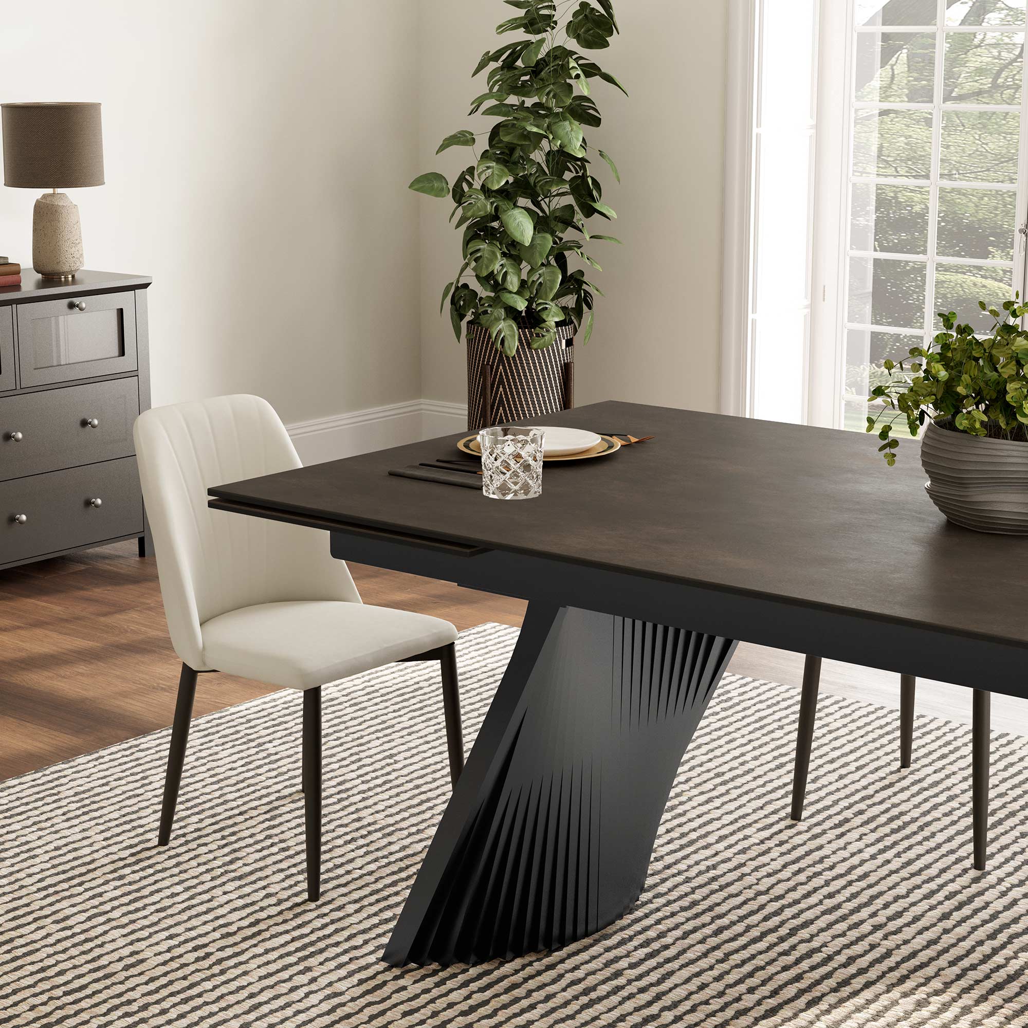 Black wood extendable dining table store