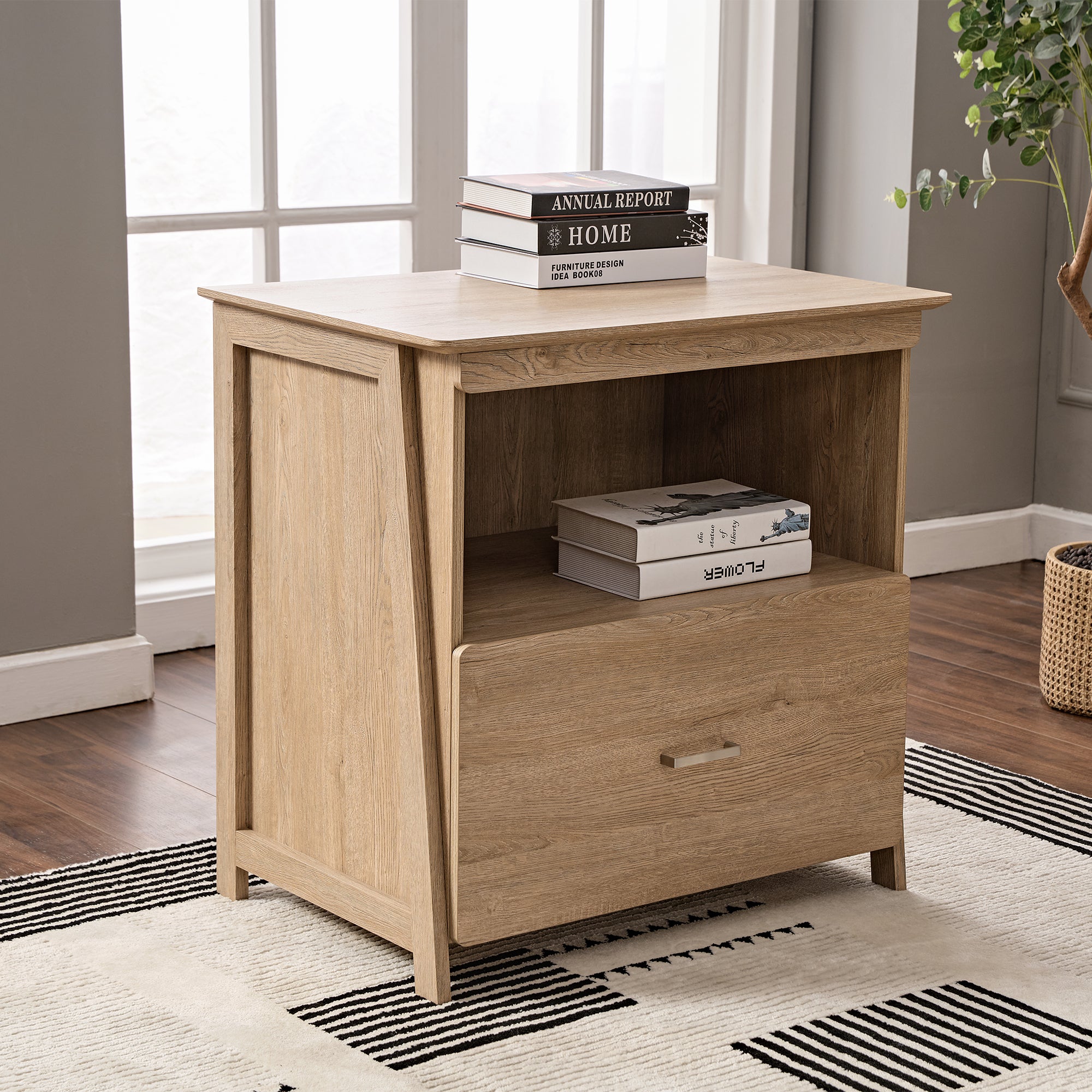 Nightstand File Cabinet Office Storage With 1 Drawer for home office