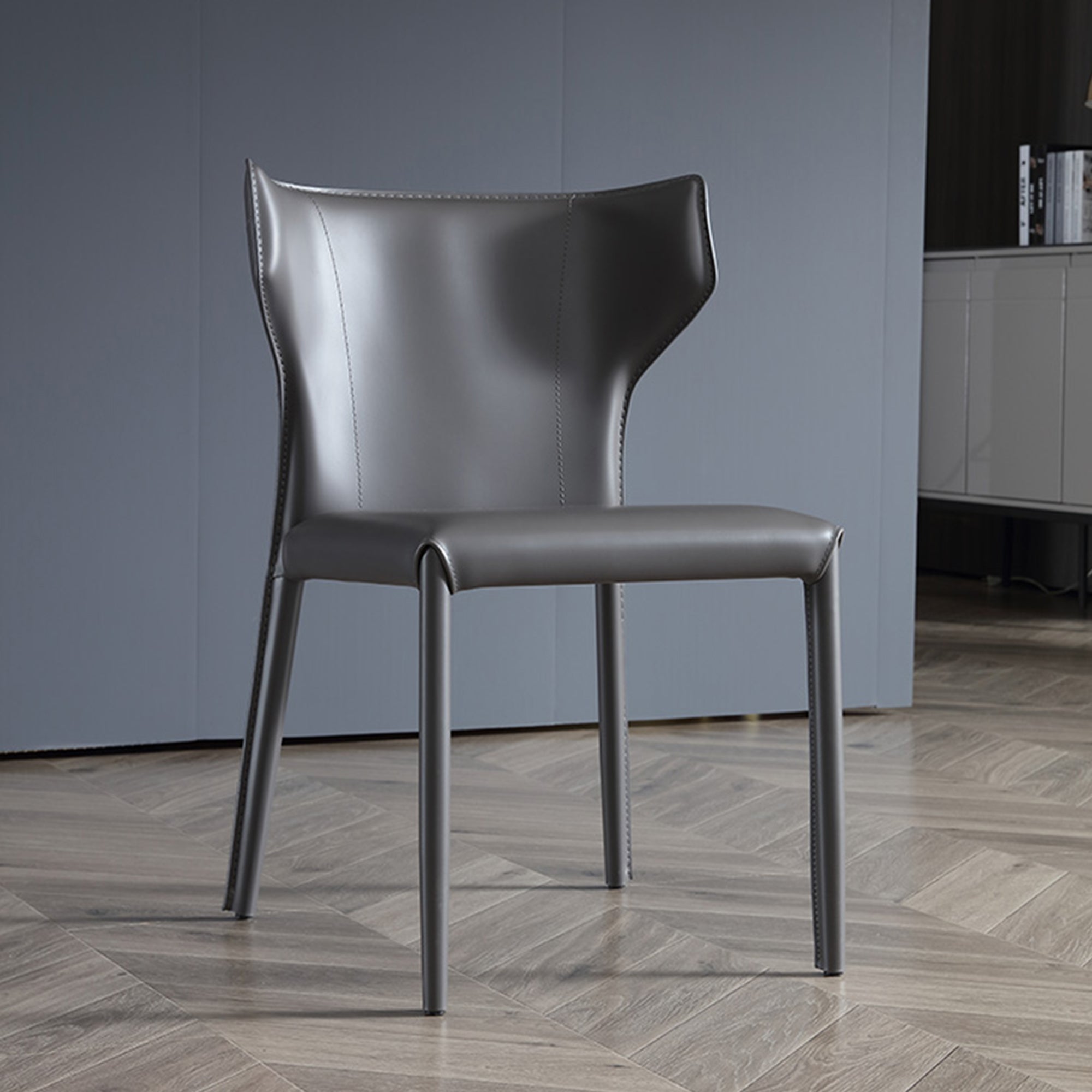 Modern Leather Dining Chairs Set of 2, Grey | Eureka