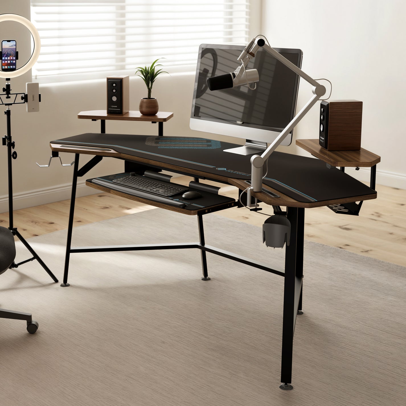 Eureka Ergonomic 72" large Wing Shape Gaming Desk with Accessories Set