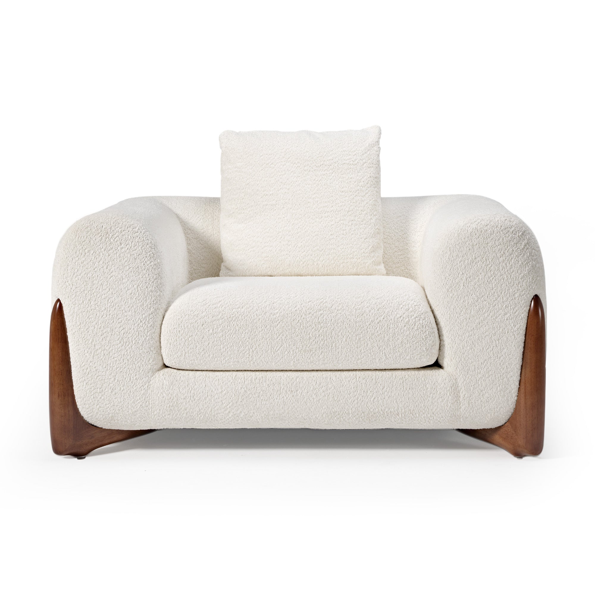 Eureka White Classic 1 Seater Sofa with Wood Base for Living Room