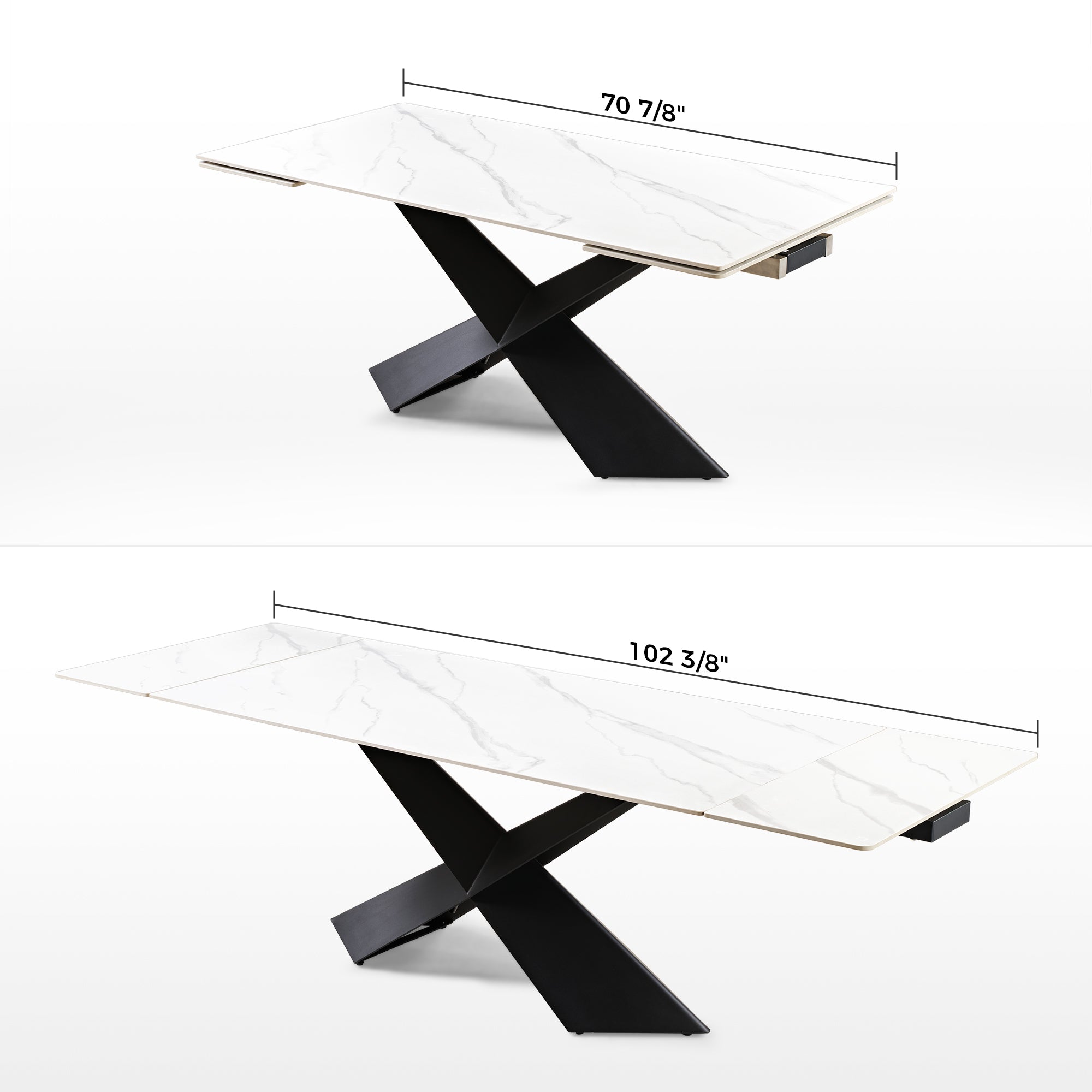 Eureka Ergonomic 102" White Slate Extendable Dining Table