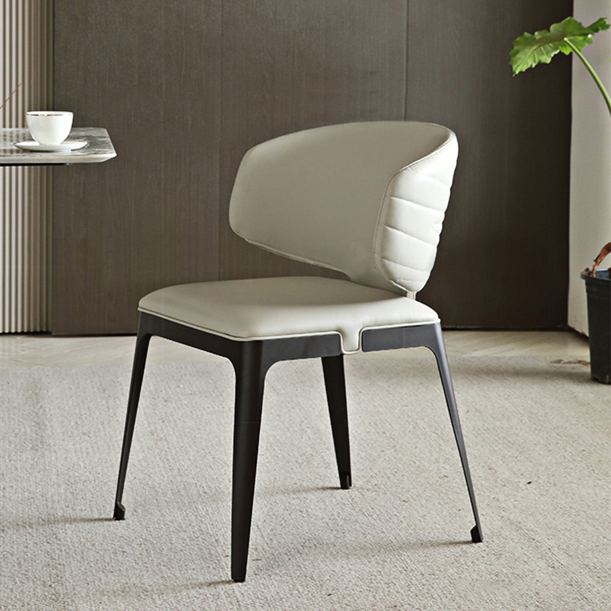 EUREKA ERGONOMIC Modern Avant-garde Dining Chairs Set of 2, Off-White