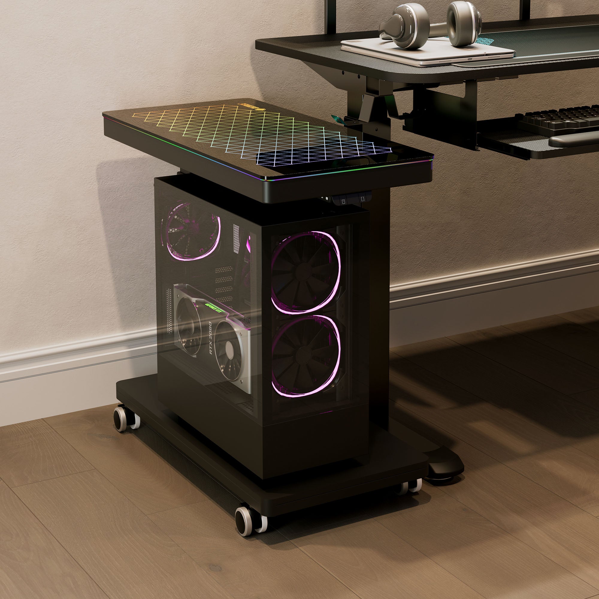 Computer Accessories PC Stand Rolling Cart with Wheels and Mouse Pad