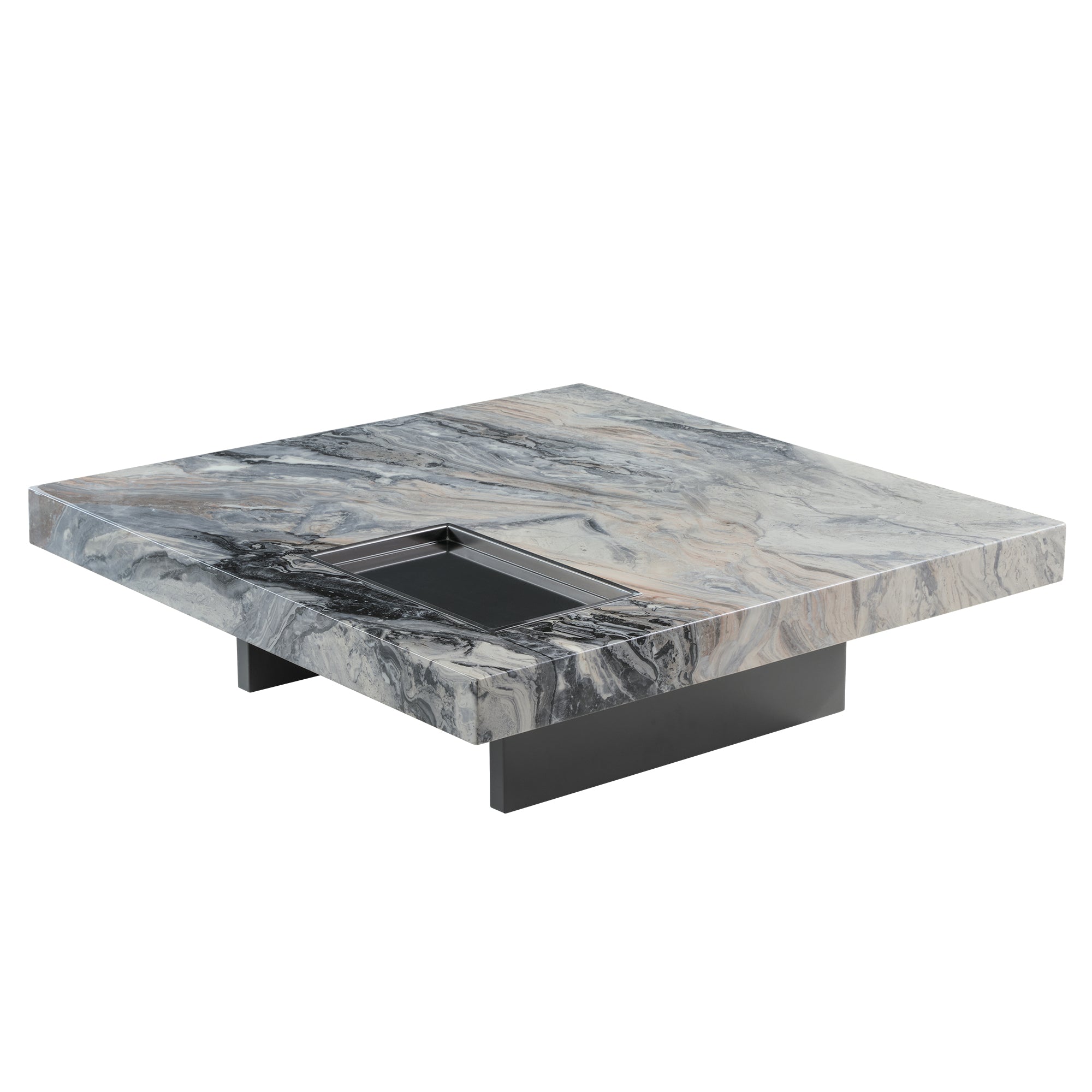 Eureka Ergonomic Square Coffee Table with Sunken Desktop in Living Room