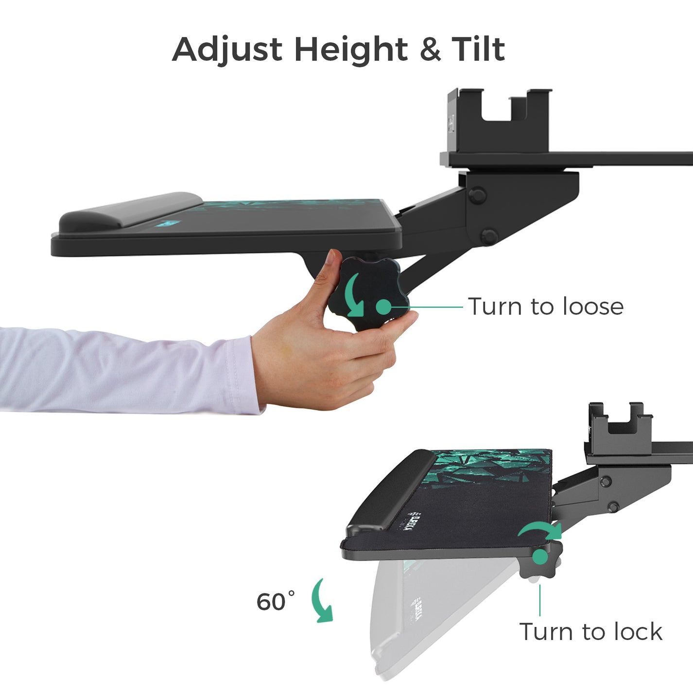 Eureka Ergonomic Multi-Angle Adjustable Keyboard Tray with Mouse Pad