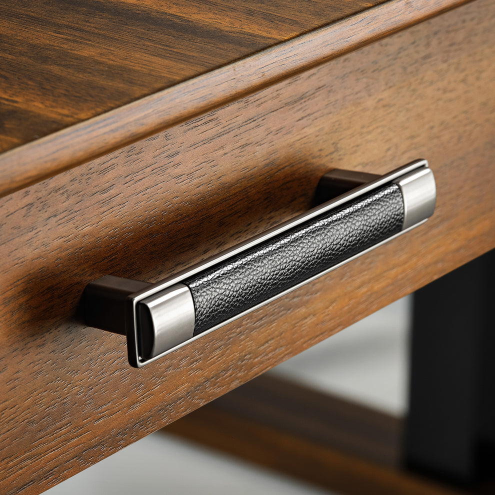 Eureka Ergonomic 63'' L Shape Executive Standing Desk, Walnut Finish