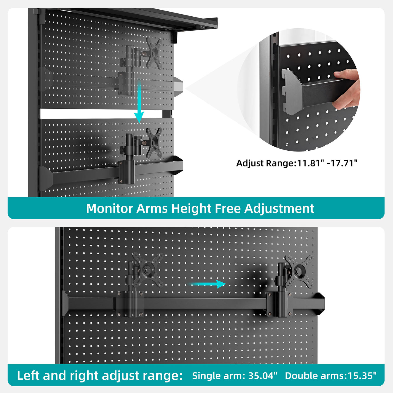 Eureka Ergonomic 43'' Clamp-on Desk Black Pegboard with Monitor Mount