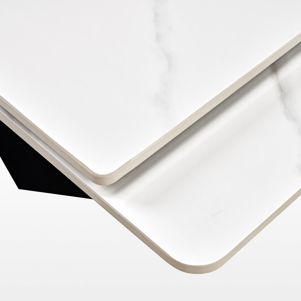 70"- 102" White Extendable Dining Table with Slate|Eureka Ergonomic
