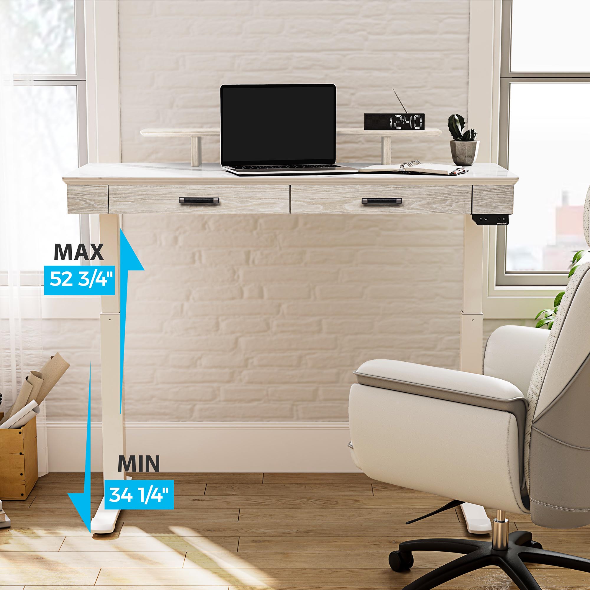 55'' George Slate Standing Desk with Luxurious Marble Desktop – Eureka ...