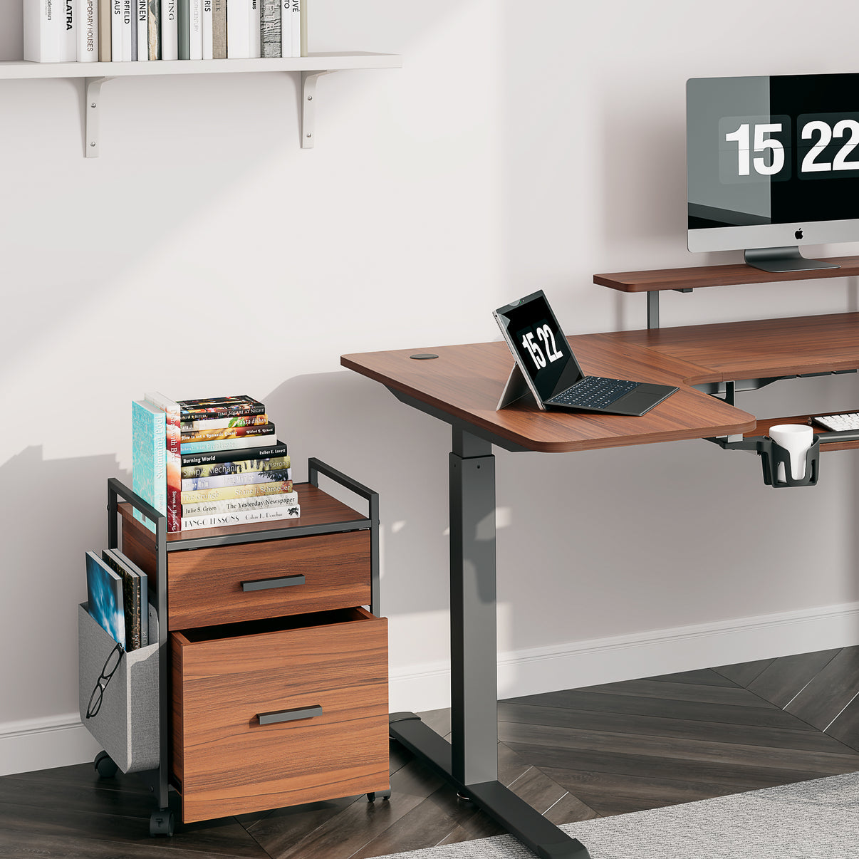 Rolling file cabinet with 2 drawer and lockable wheels for home office