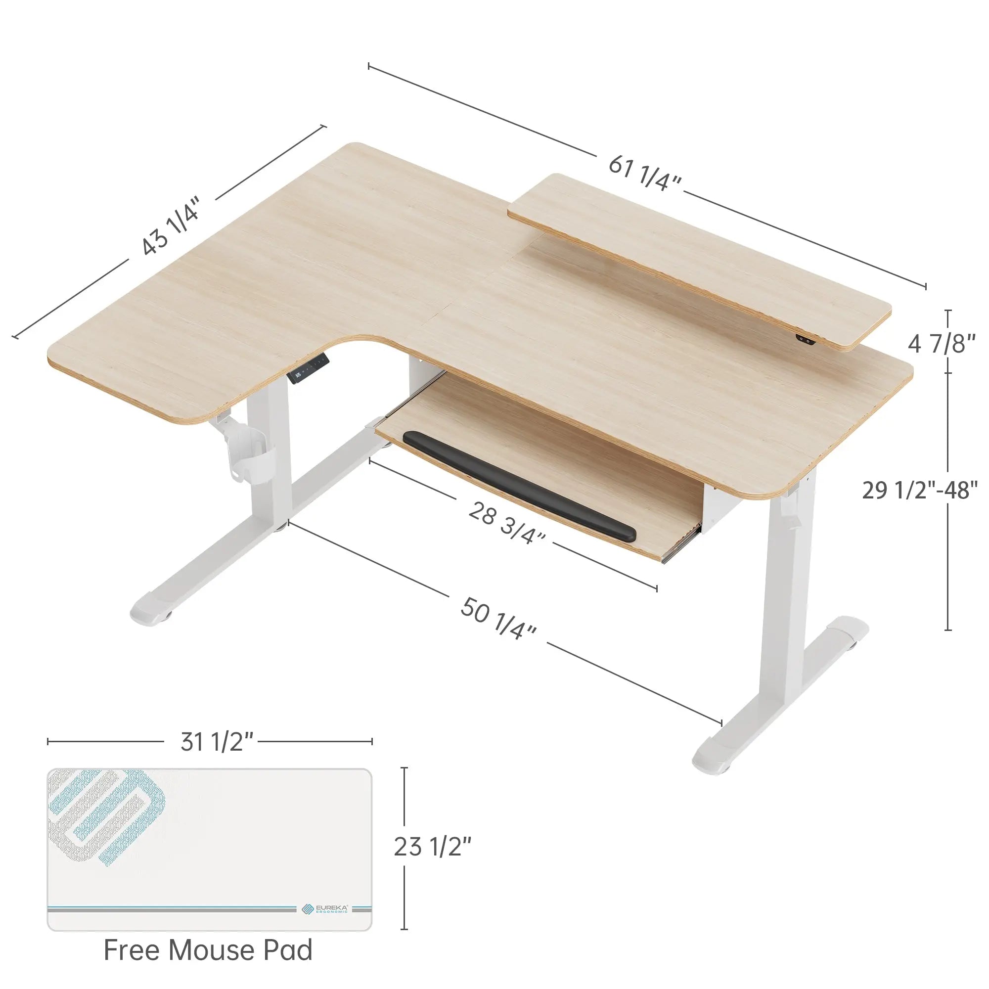 Eureka Ergonomic 60 L Shaped Corner Standing Desk with Accessories