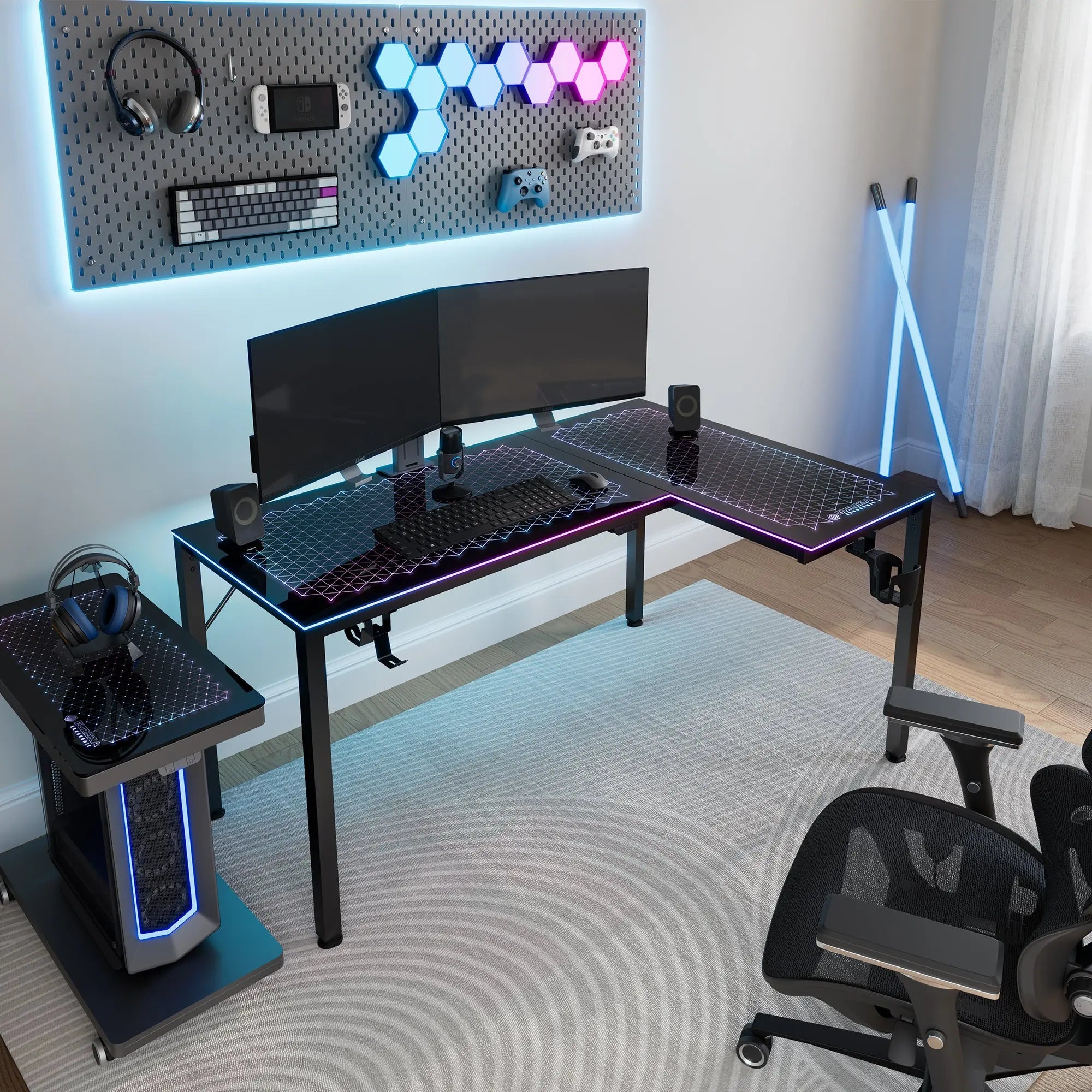 Eureka Ergonomic 60'' L Shaped Gaming Desk with Desktop RGB Lighting Eureka Ergonomic 60'' L Shaped Gaming Desk with Desktop RGB Lighting