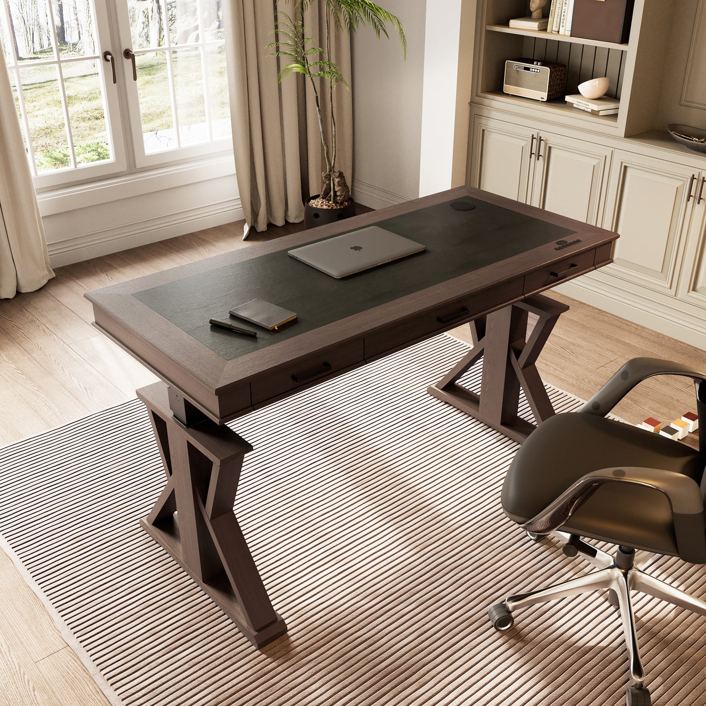 Eureka 60'' Executive Standing Desk with Leather Finish Desktop