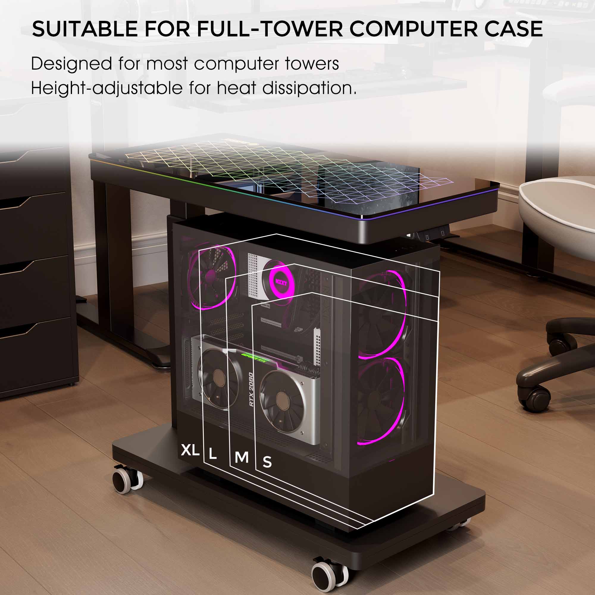 Computer Accessories PC Stand Rolling Cart with Wheels and Mouse Pad