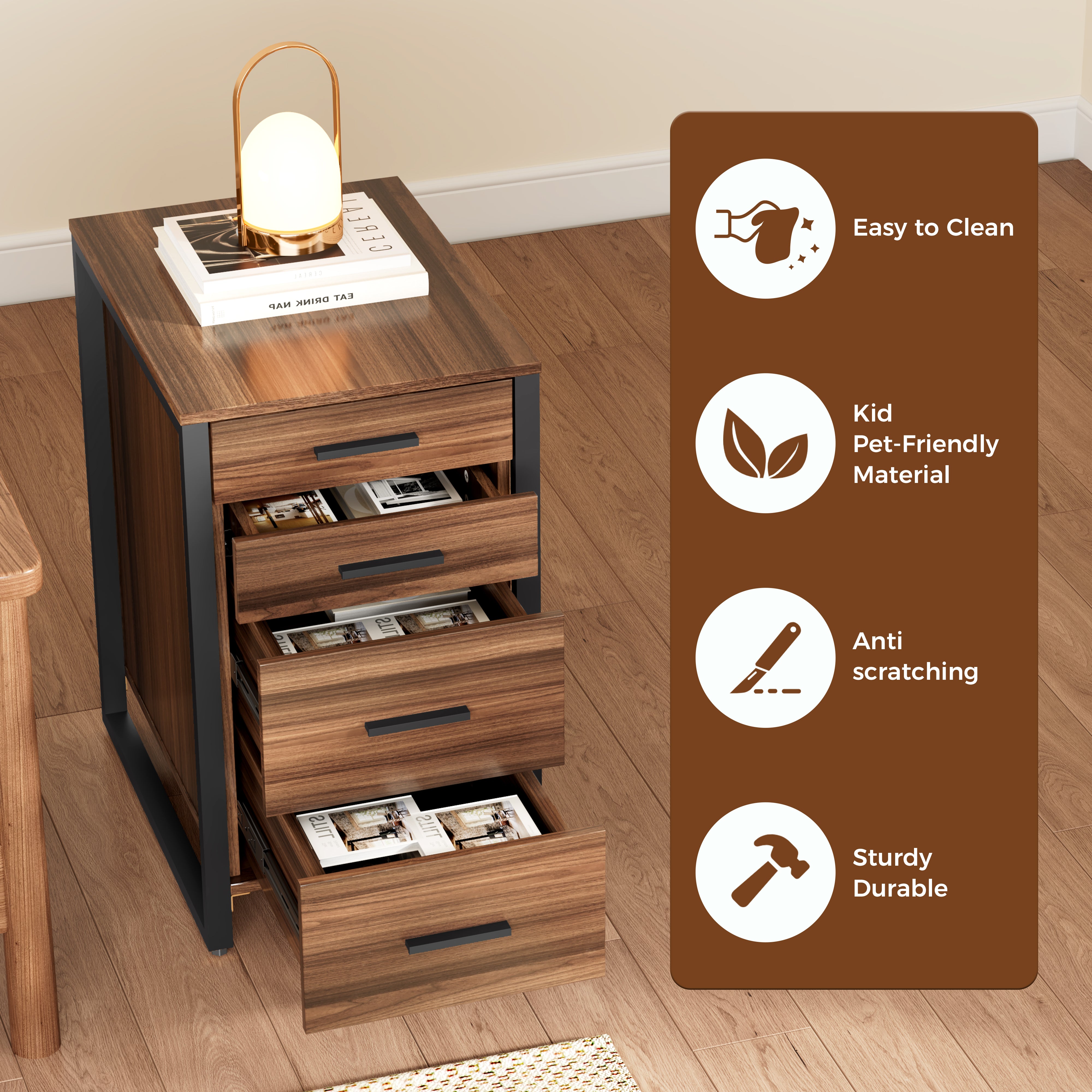 Eureka Ergonomic Nightstand File Cabinet Office Storage With 4 Drawers