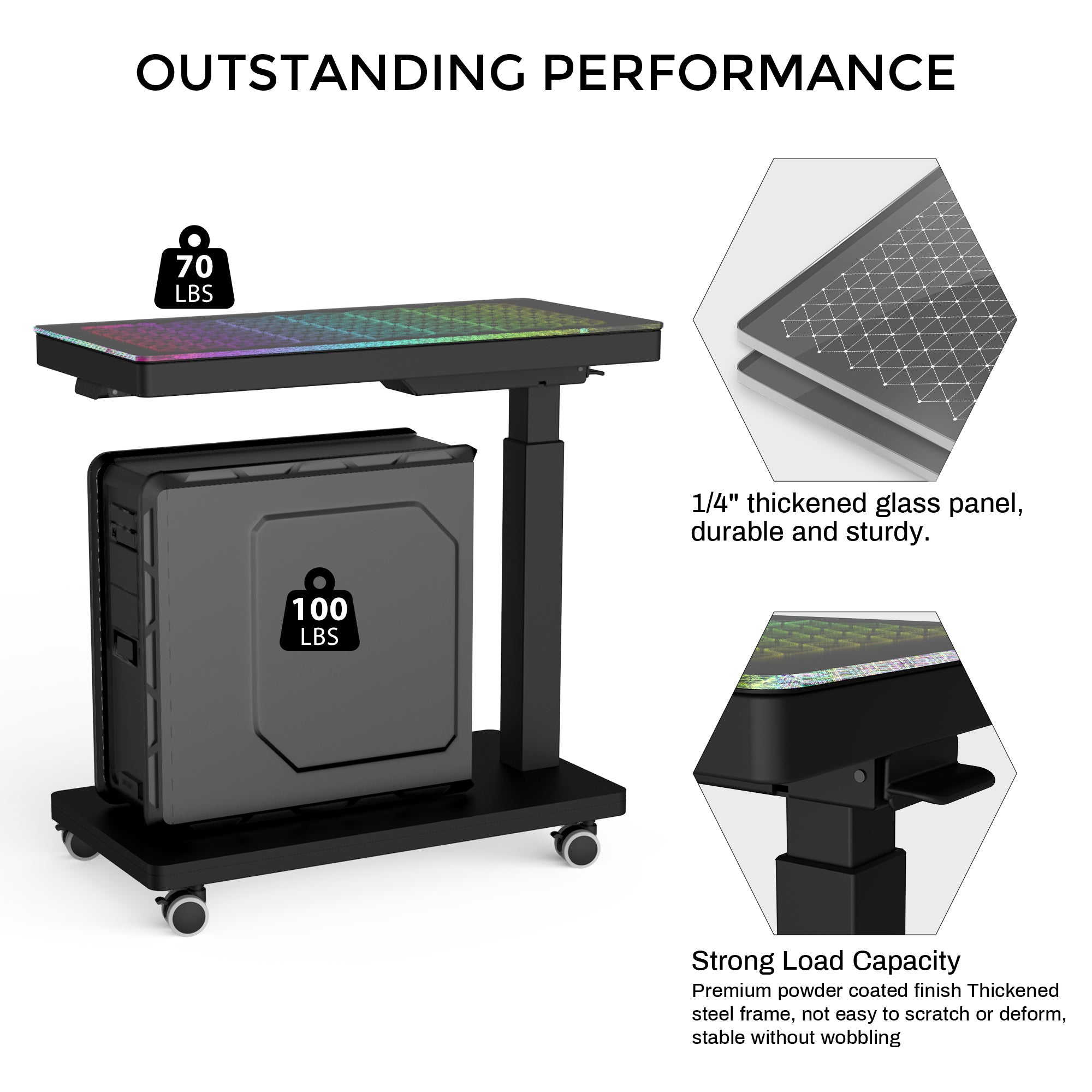 Computer Accessories PC Stand Rolling Cart with Wheels and Mouse Pad