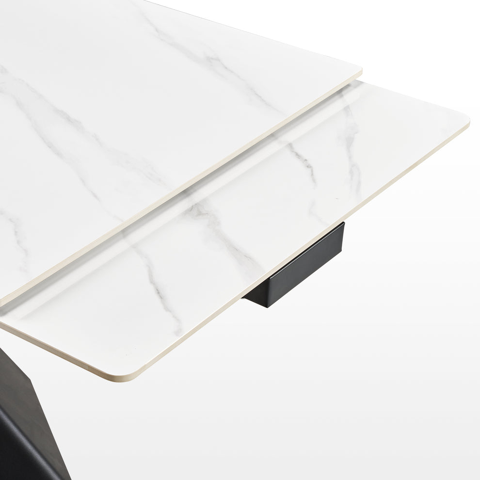 70"- 102" White Extendable Dining Table with Slate|Eureka Ergonomic