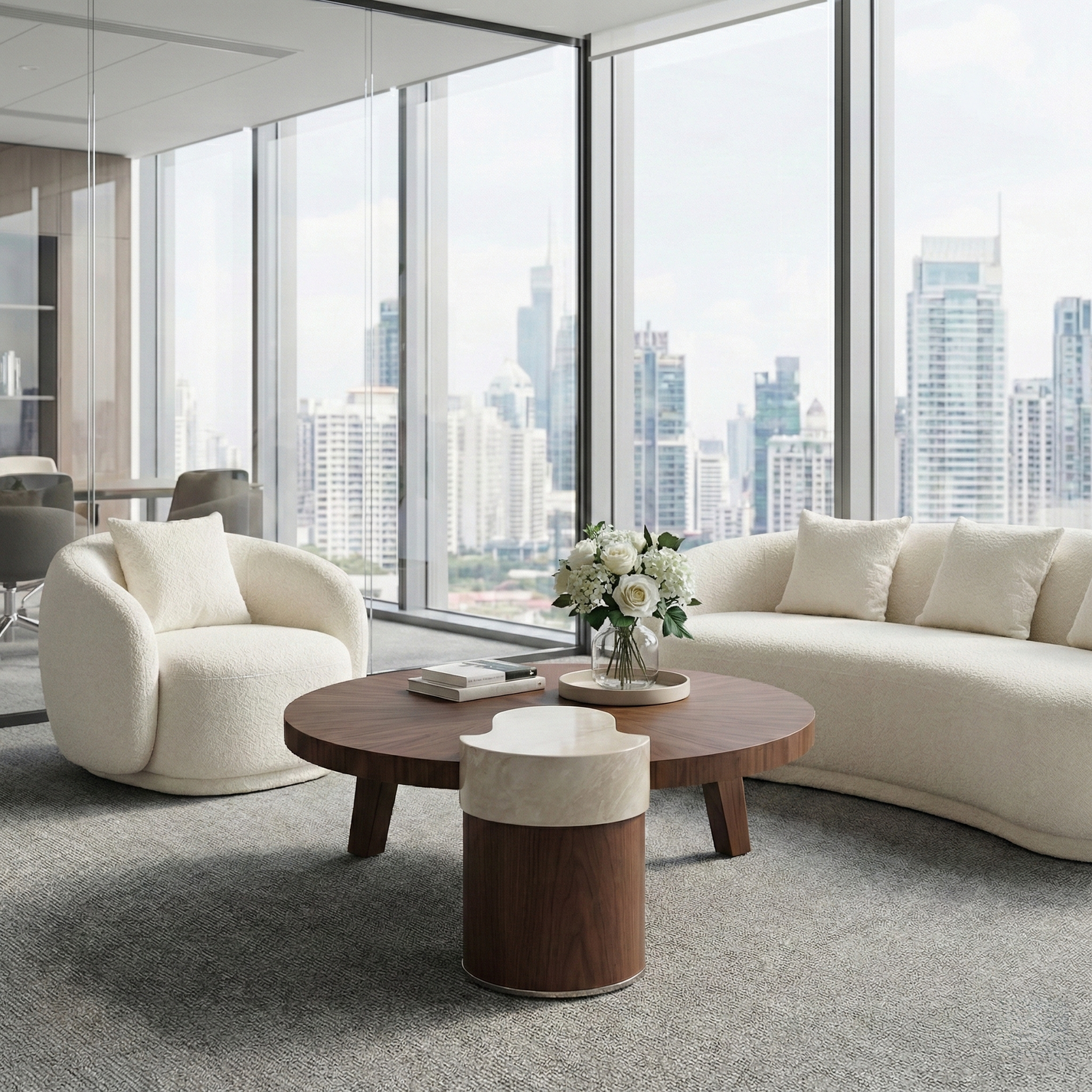 Eureka Ergonomic Modern Irregular Round Solid Wood Coffee Table