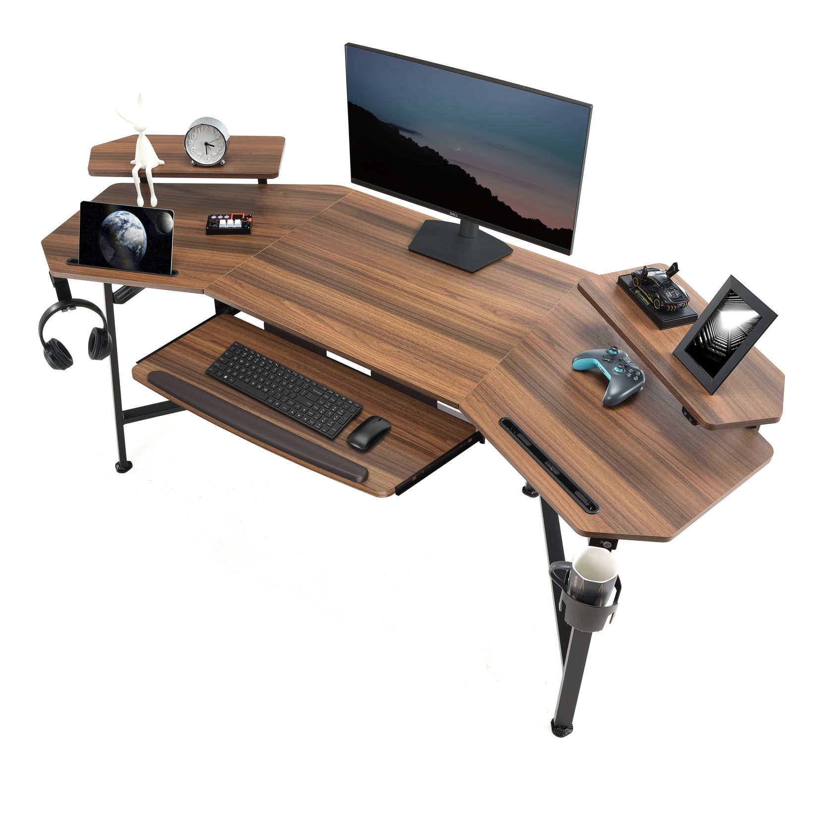 Eureka Ergonomic 72" large Wing Shape Gaming Desk with Accessories Set