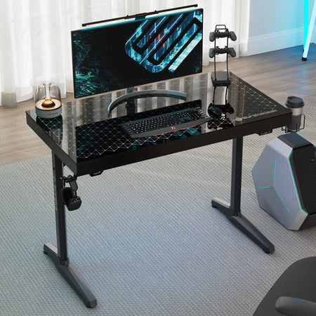 Glass Desks | L-shaped Desks | RGB Glass Desks | Eureka Ergonomic