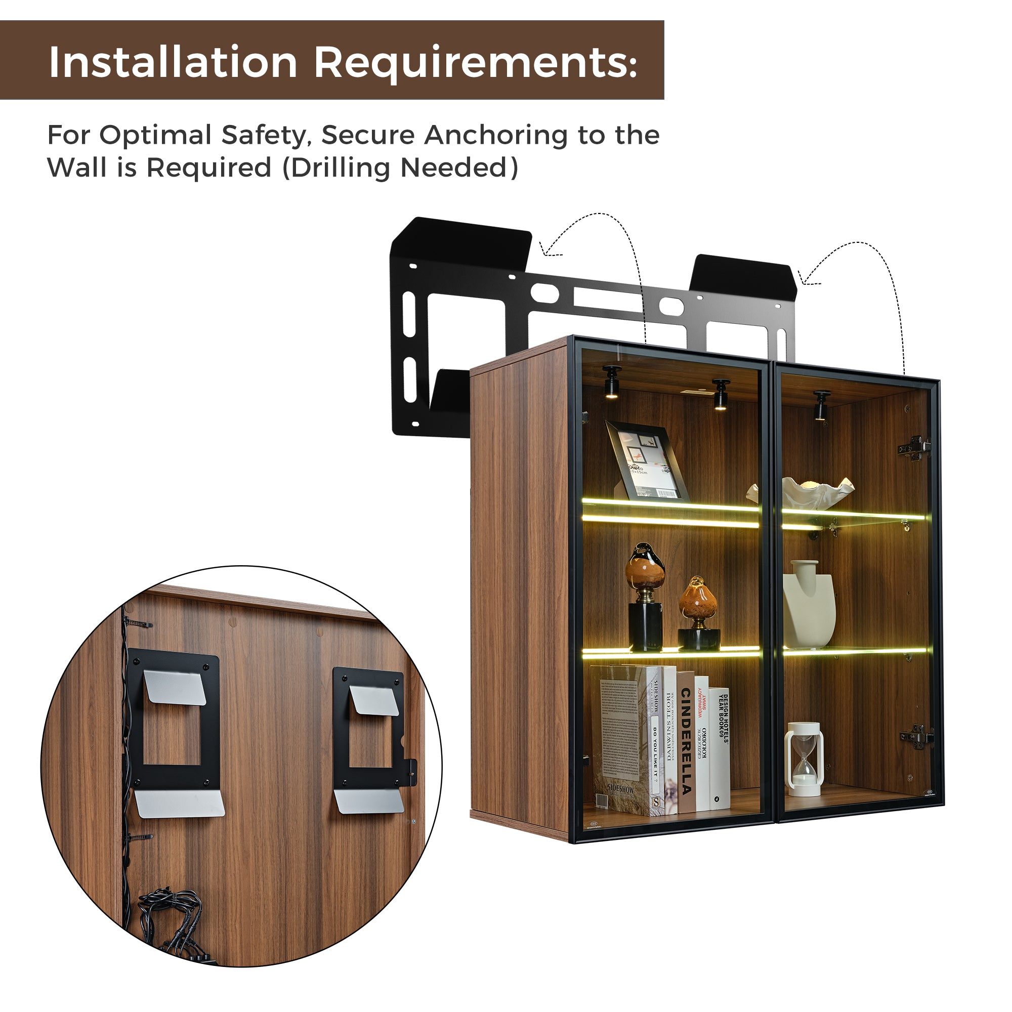 Wall showcase cabinet store