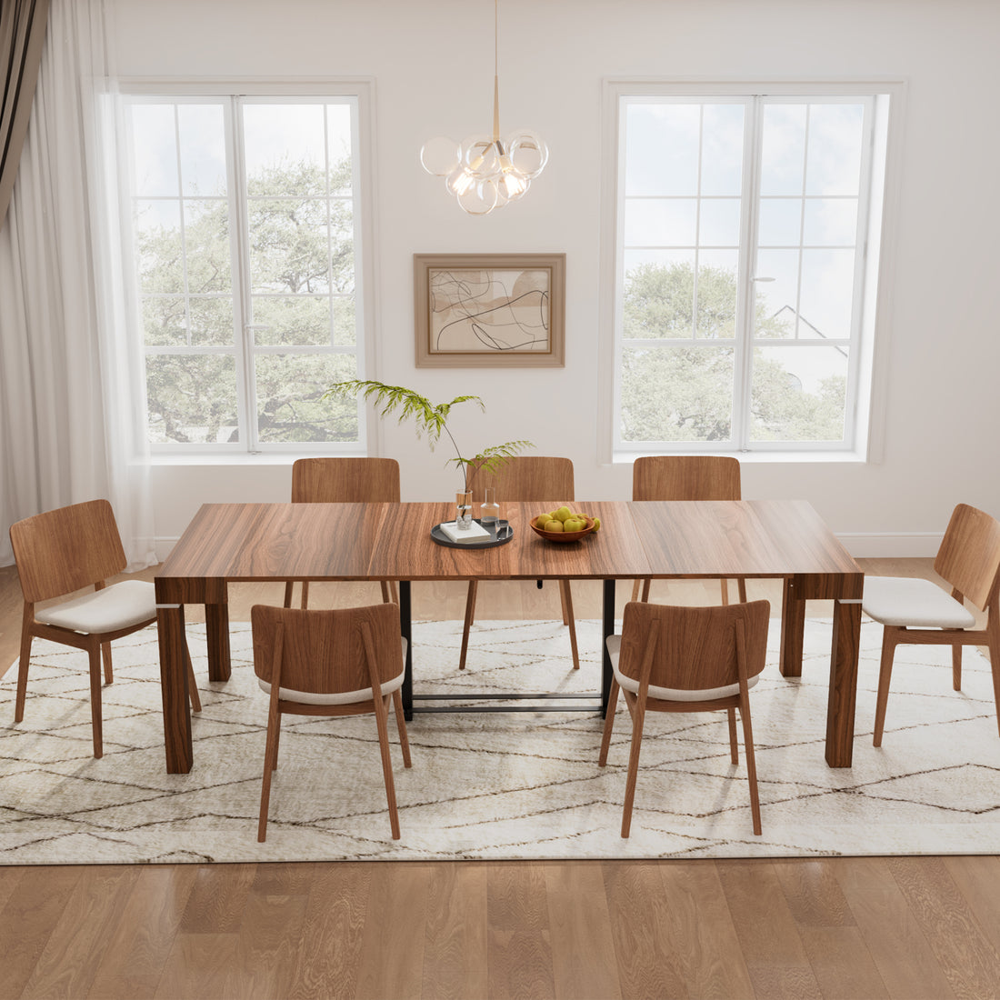 Eureka Ergonomic 98'' Walnut Extendable Dining Table in Dining Room