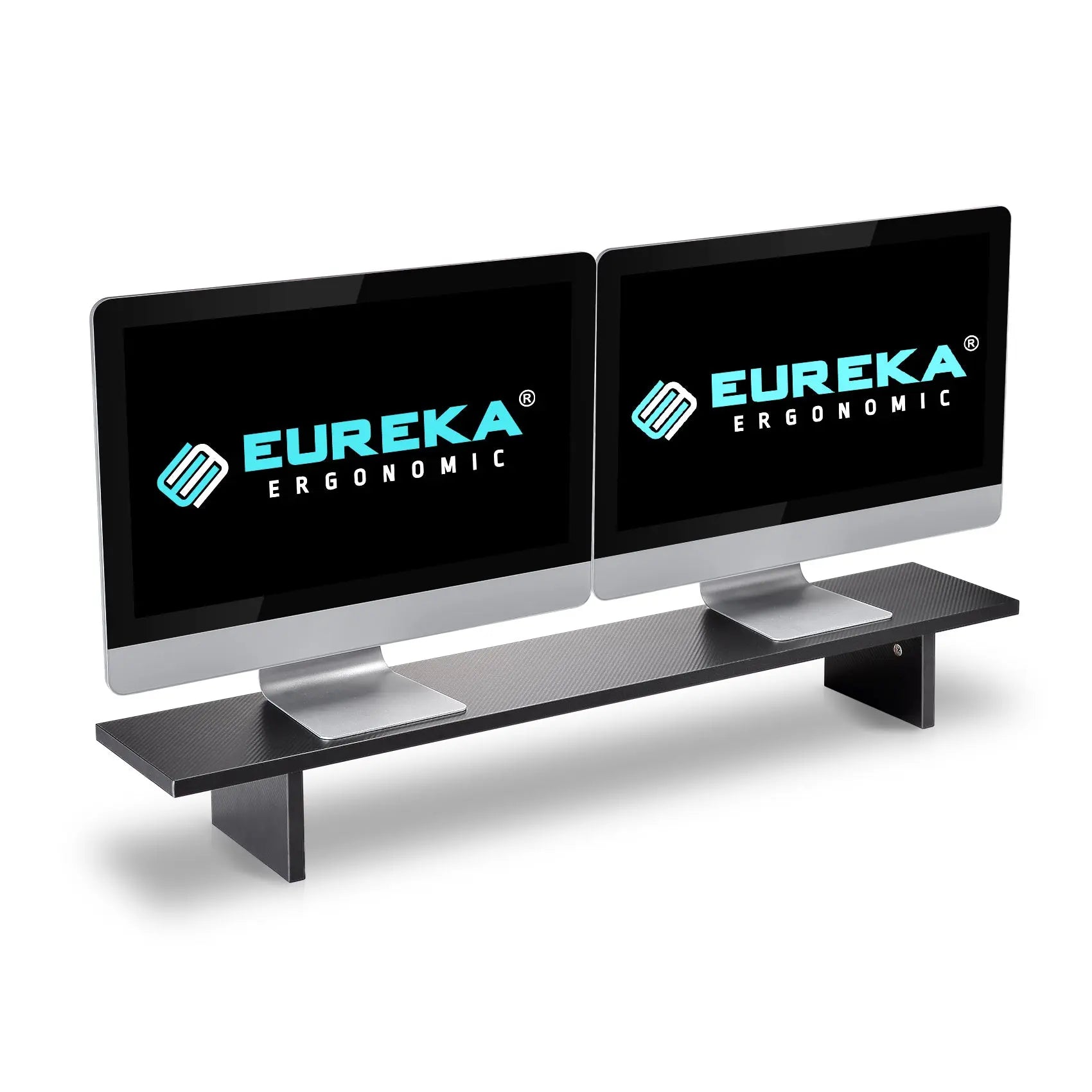 43'' Black Practical Carbon Fiber Dual Monitor Stand for Home Office