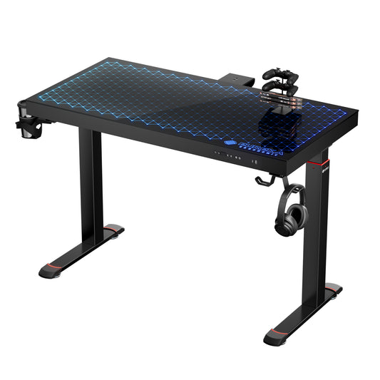 Glass Desks | L-shaped Desks | RGB Glass Desks | Eureka Ergonomic