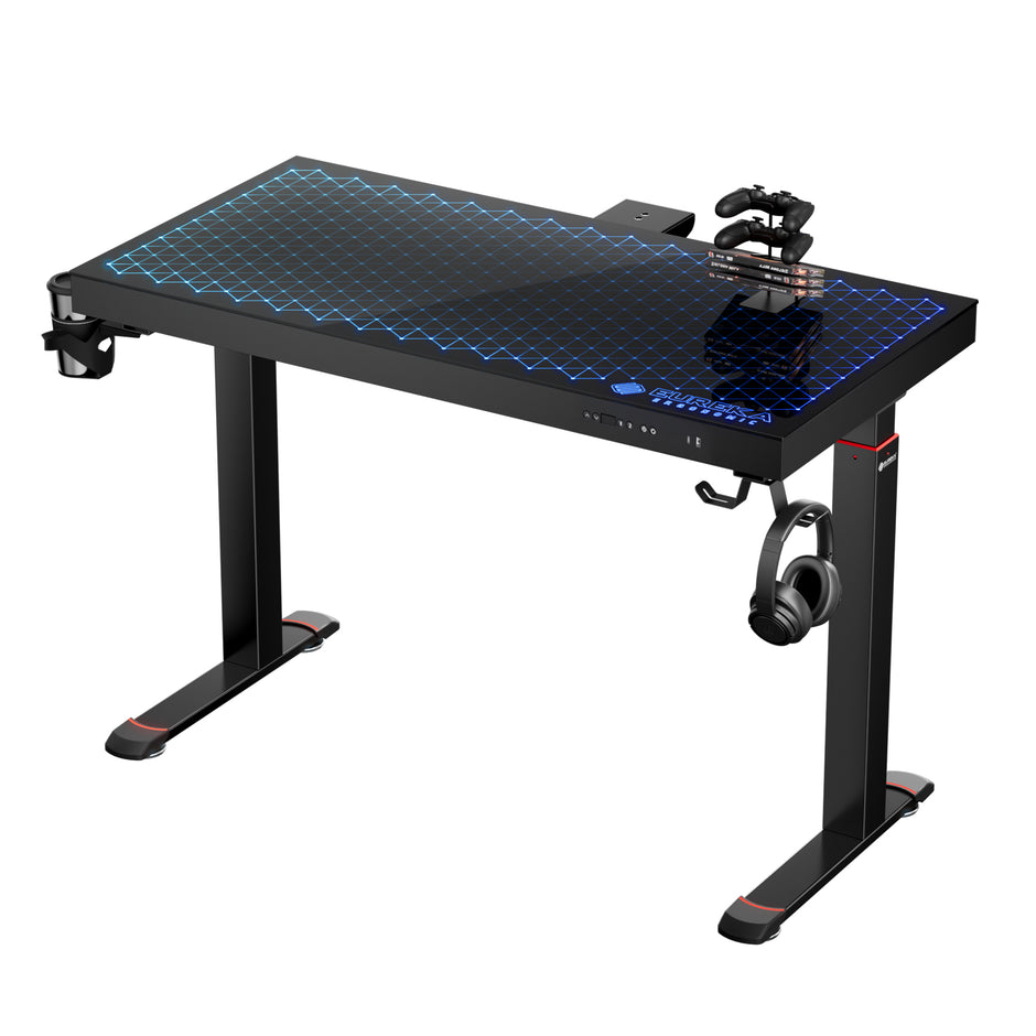 Glass Desks | L-shaped Desks | RGB Glass Desks | Eureka Ergonomic