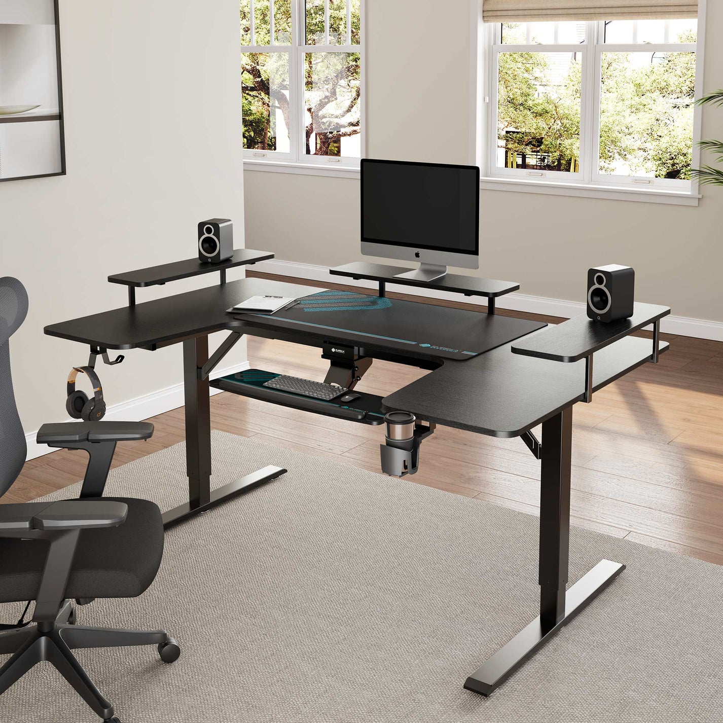 Eureka 74'' U shape Extra Large Standing Desk with Accessories Set