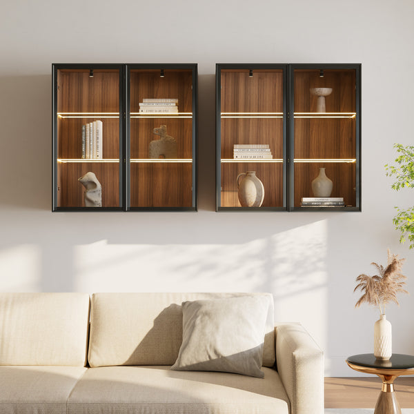 Eureka Ergonomic Wall Mounted Display Cabinet with Light Control