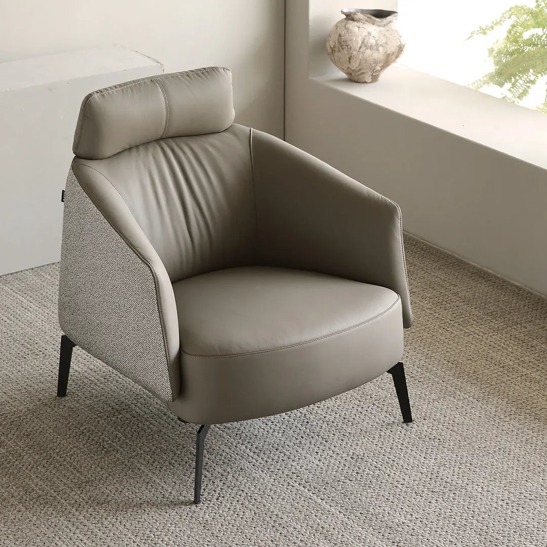 Eureka Ergonomic Modern Nappa Leather Comfort Ivory Lounge Chair