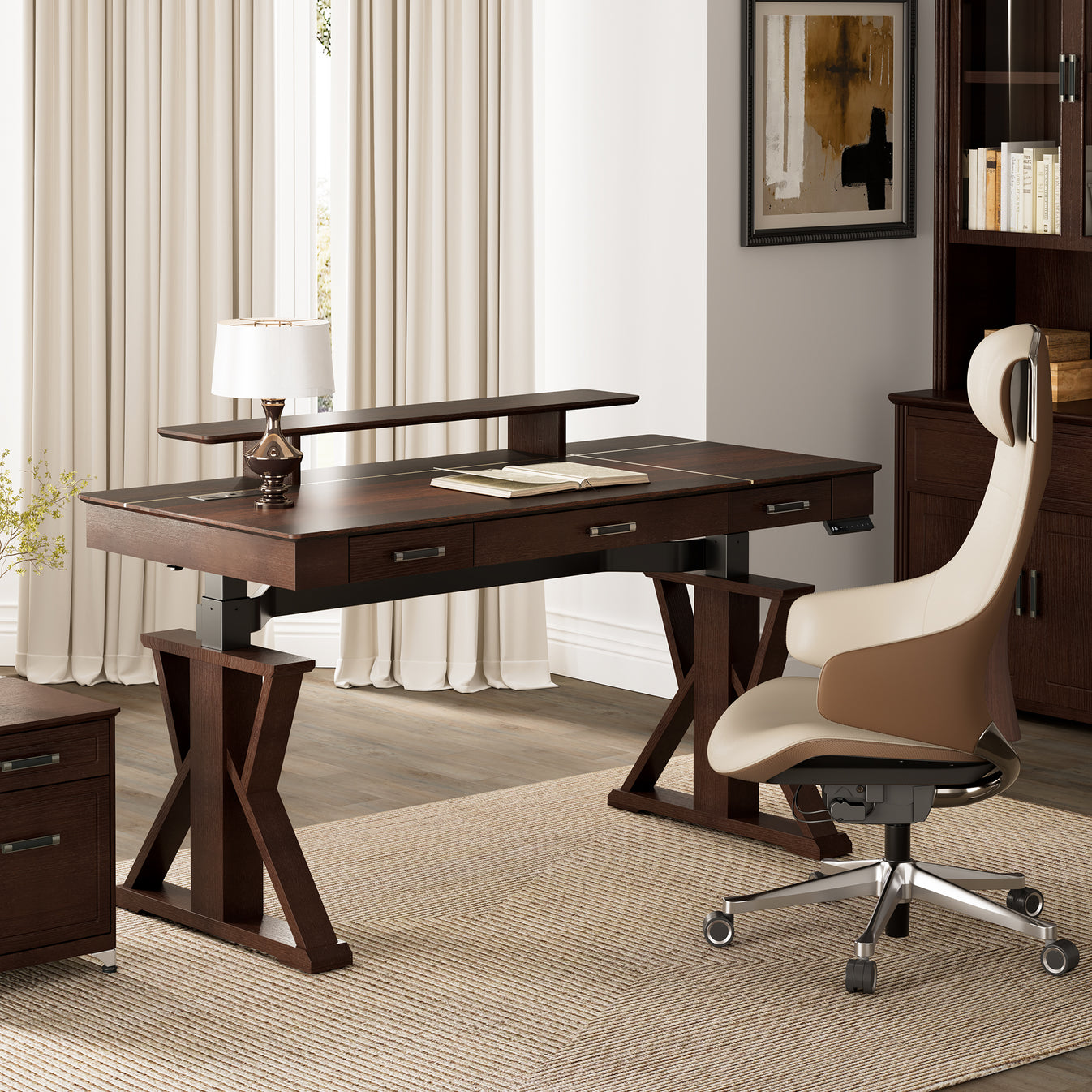 Eureka Ergonomic 63 inch Executive Stand Up Desk with drawers for office