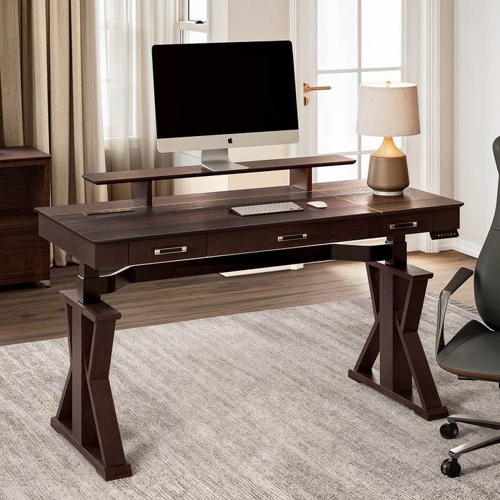 Eureka Ergonomic 63 inch Executive Stand Up Desk with drawers for office